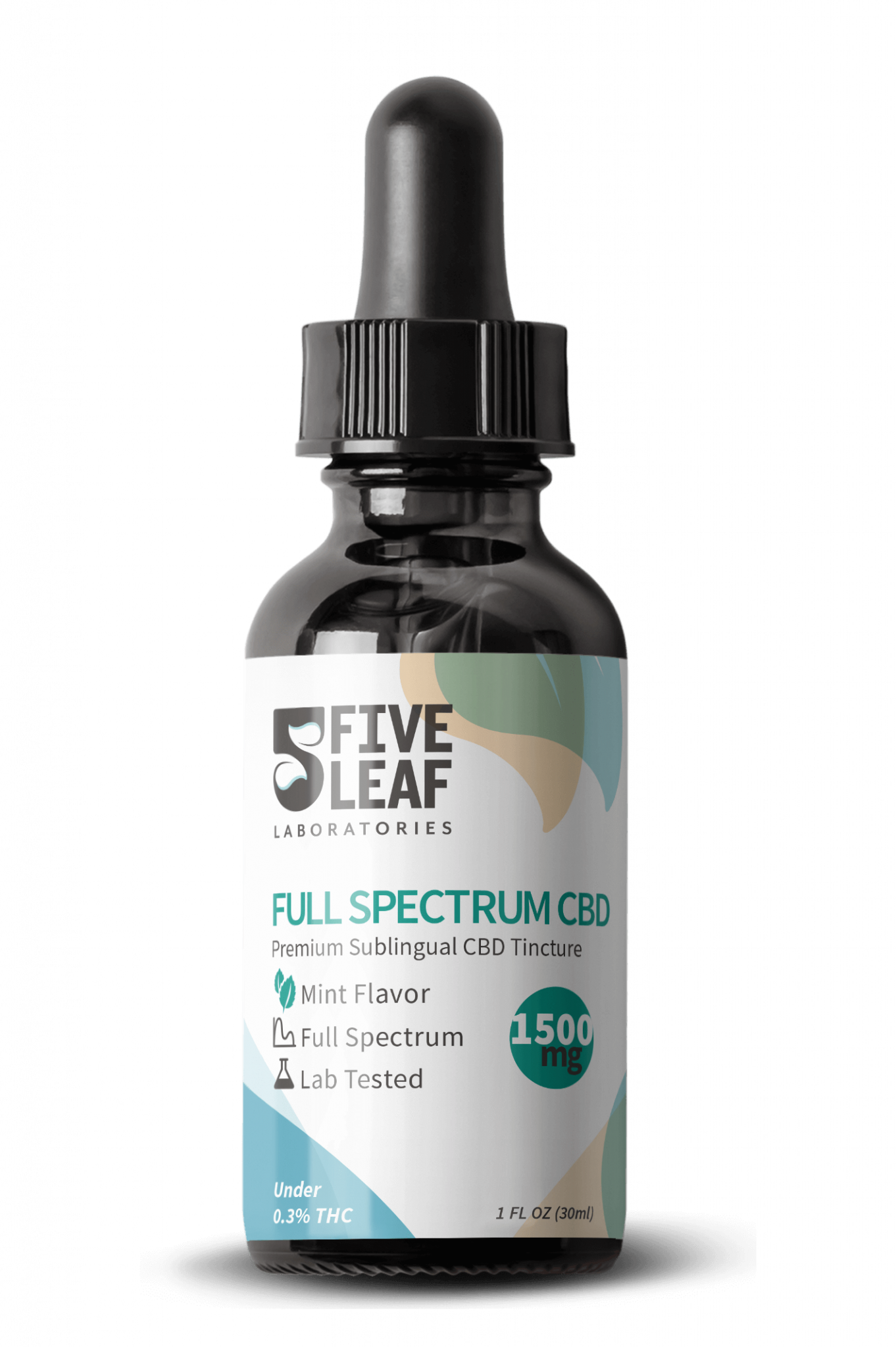 1500mg CBD Oil Tincture – Peppermint Flavor – Five Leaf Labs